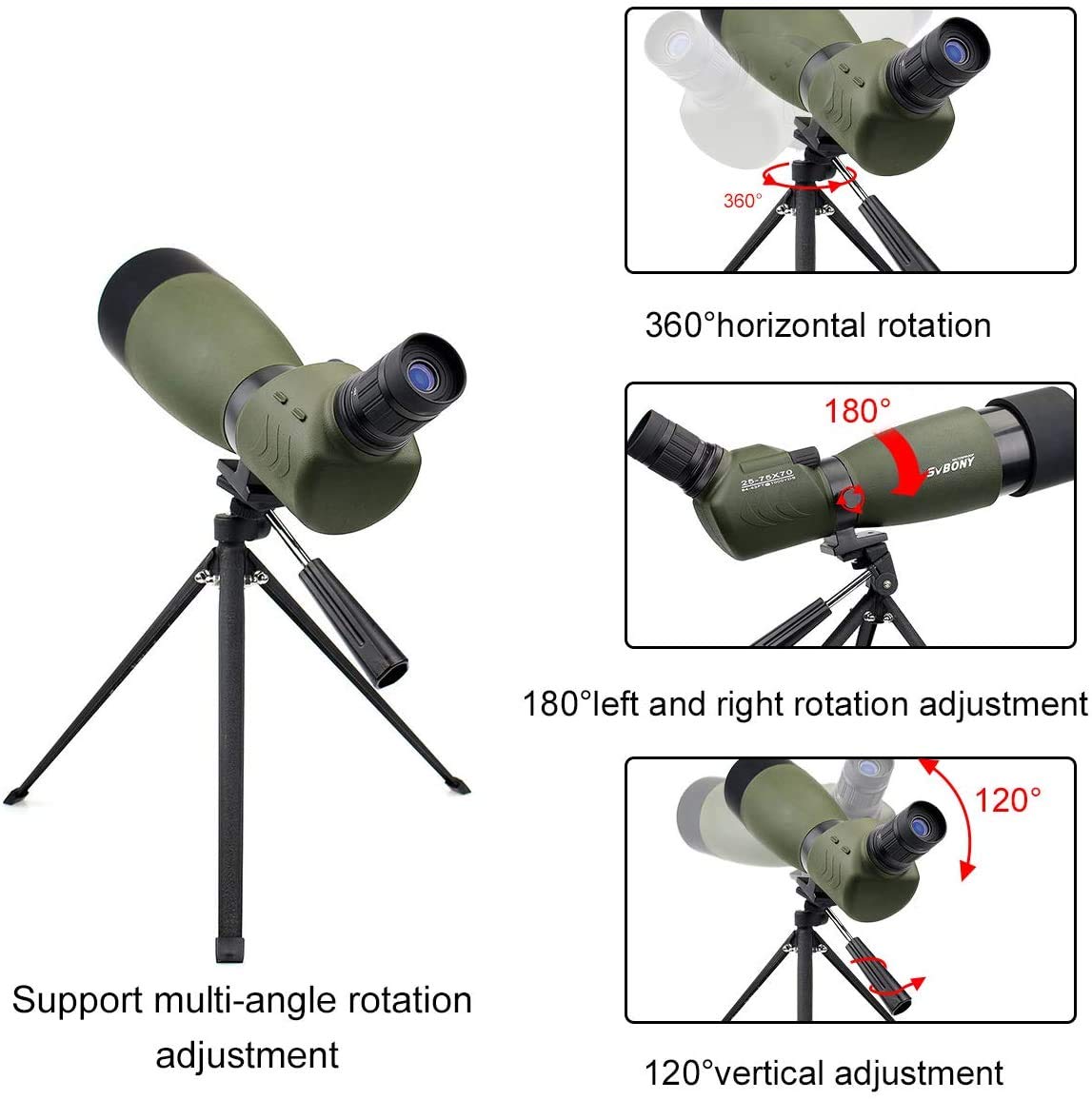 SVBONY SV14 Spotting Scope with Tripod Phone Adapter,25-75x70mm Spotting Scopes,Waterproof Spotter Scope,High Definition Sporting Scope,Scope for Bird Watching Shooting Range Scope