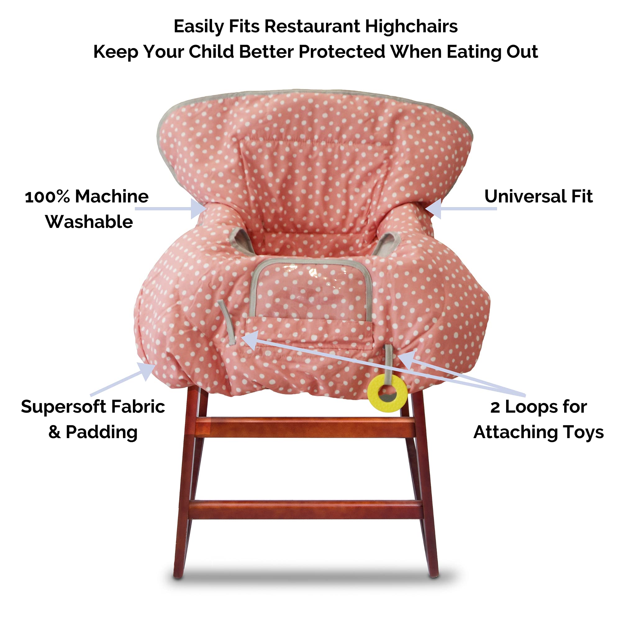 Suessie Shopping Cart Cover and High Chair Cover, Pink Dots