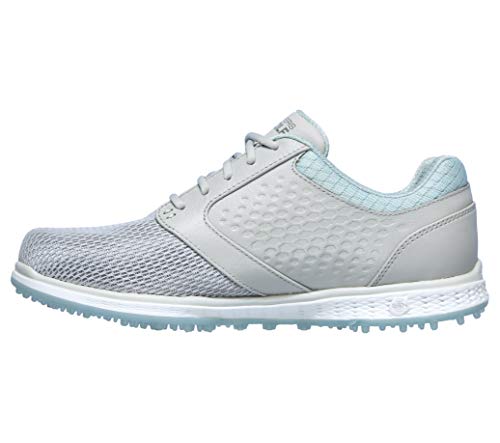 Skechers Women's Go Elite 3 Grand Relaxed Fit Spikeless Waterproof Golf Shoe, Gray/Mint, 6 M US