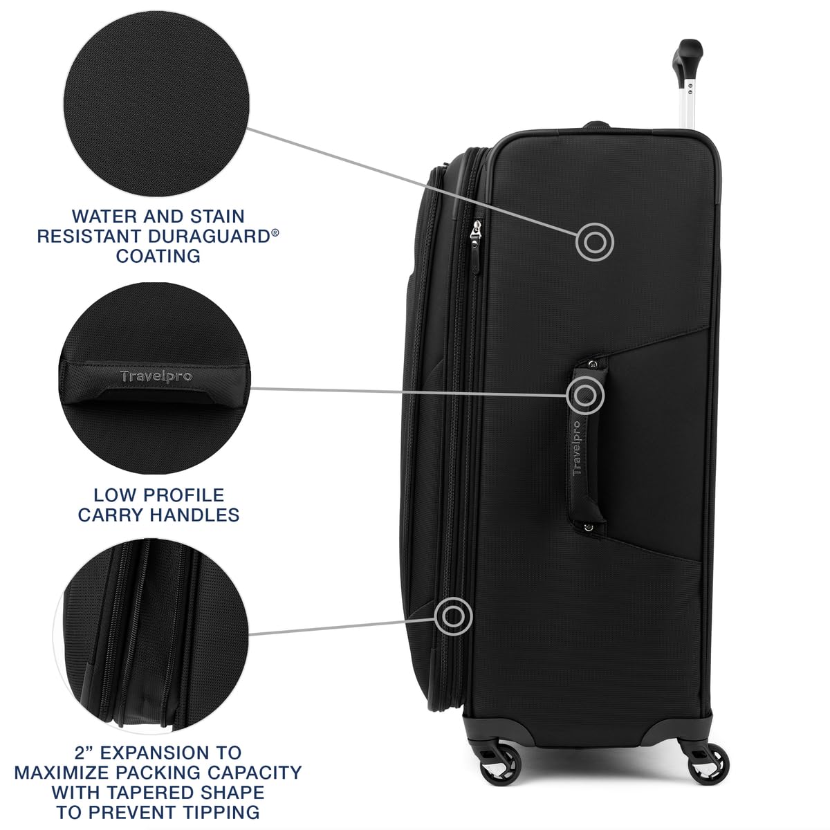 Travelpro Maxlite 5 Softside Expandable Checked Luggage with 4 Spinner Wheels, Lightweight Suitcase, Men and Women, Black, Checked Large 29-Inch