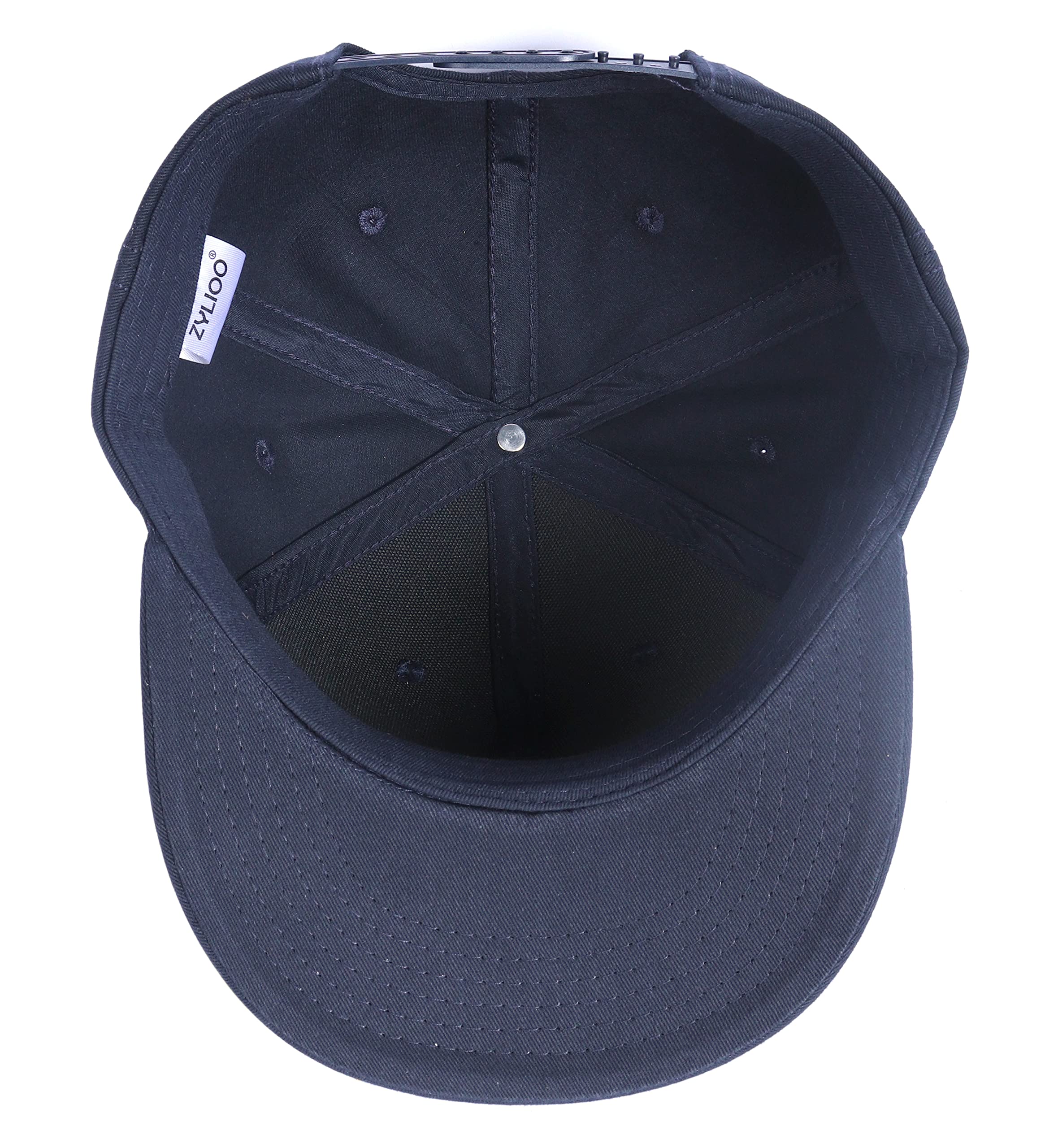 Zylioo XXL Cotton Flatbill Baseball Cap,Oversize High Crown Blank Snapback,High Profile Plain Dad Hat for Big Heads Gray