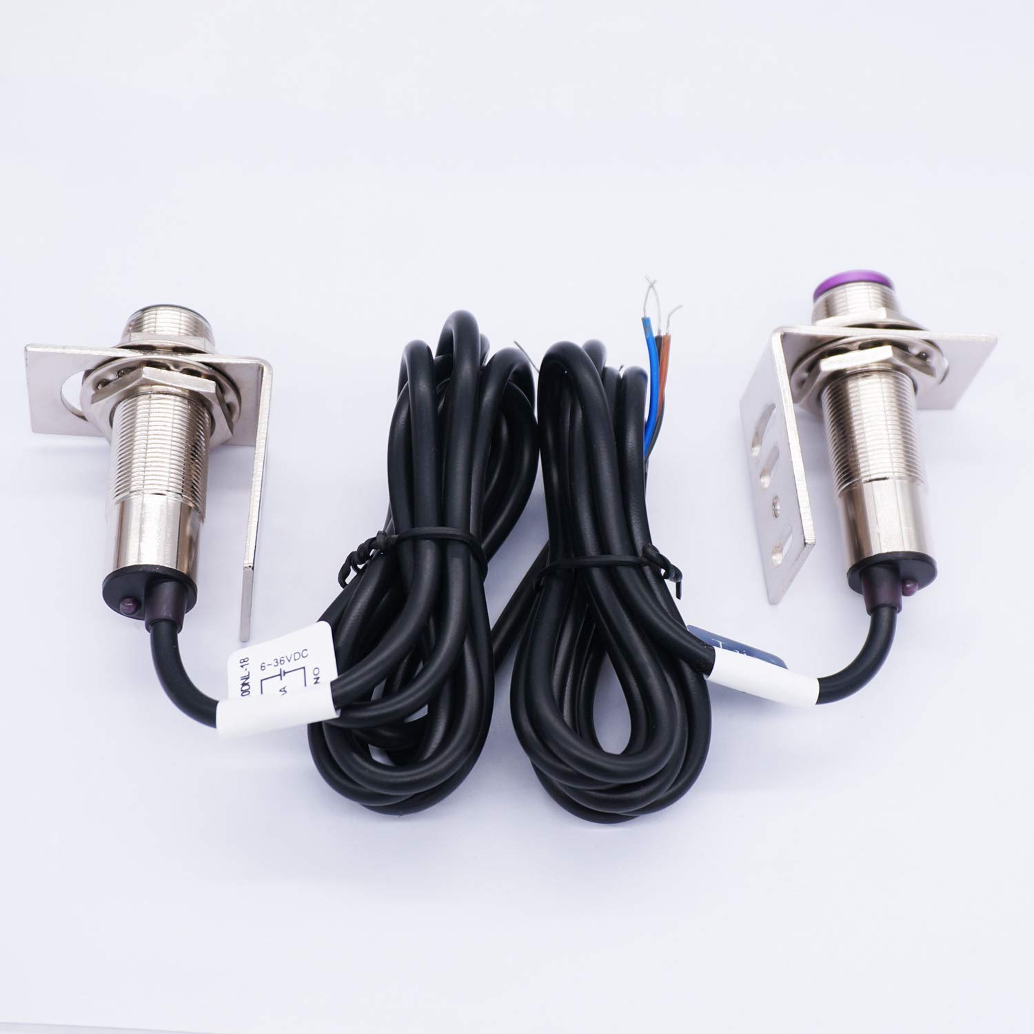 Twidec/1 Pair 0-20M Indoor Wall Mounted Photoelectric Beam Sensor NPN NO 18mm Photoelectric Sensor Switch Proximity Switch 2m line Length with Infrared Ray Beam E3F-20DNL-18