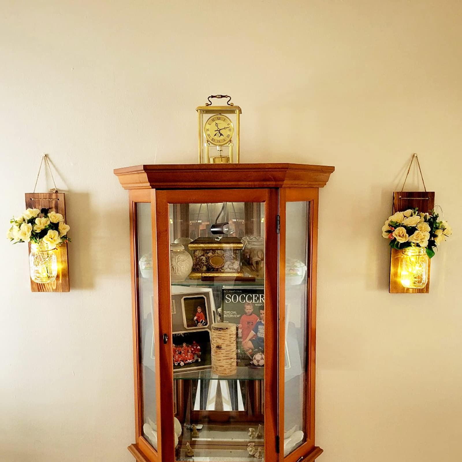 ZANSHI Rustic Sconces for Wall Decor- Black Mason Jar Wall Sconce Home Decor Clearance for Living Room Hanging Lights With Remote Control, Farmhouse Kitchen Bathroom Decor Mason Jar Wall Decor