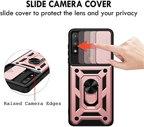 Suyomo for Oneplus Nord N20 5G Case with Tempered Glass Screen Protector [2Pcs],1+ Nord N20 Heavy Duty Case with Camera Cover Ring Holder Stand Shockproof Dual-Layer Protection Phone Case (Black)