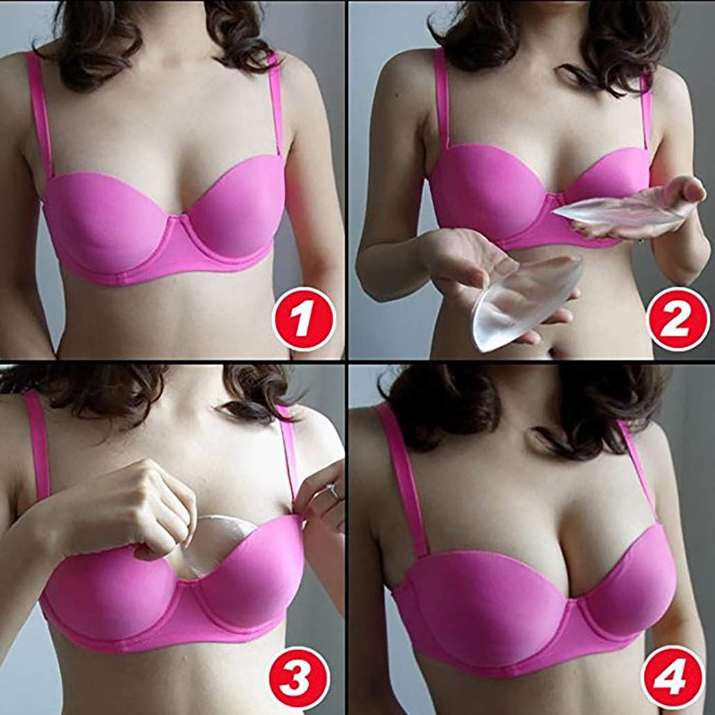 SEEKUP Women Soft Silicone Bra Inserts Breast Chest Enhancer Pads Push-up/Gathering for A/B/C Cup, Transparent