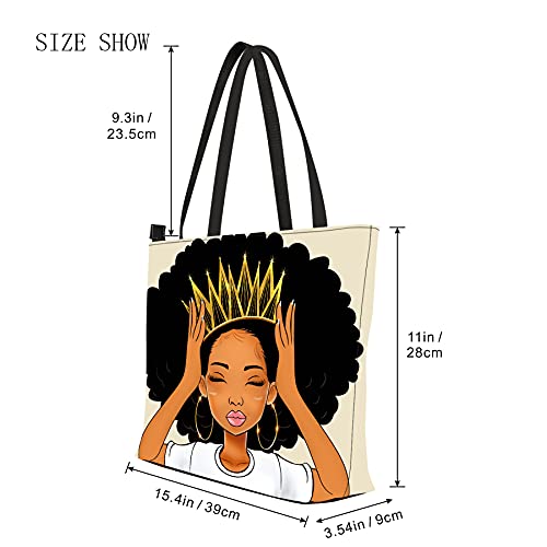Tote Bag for Women Melanin Poppin Black History Month Shoulder Handbag Oxford Large Capacity Work Fit