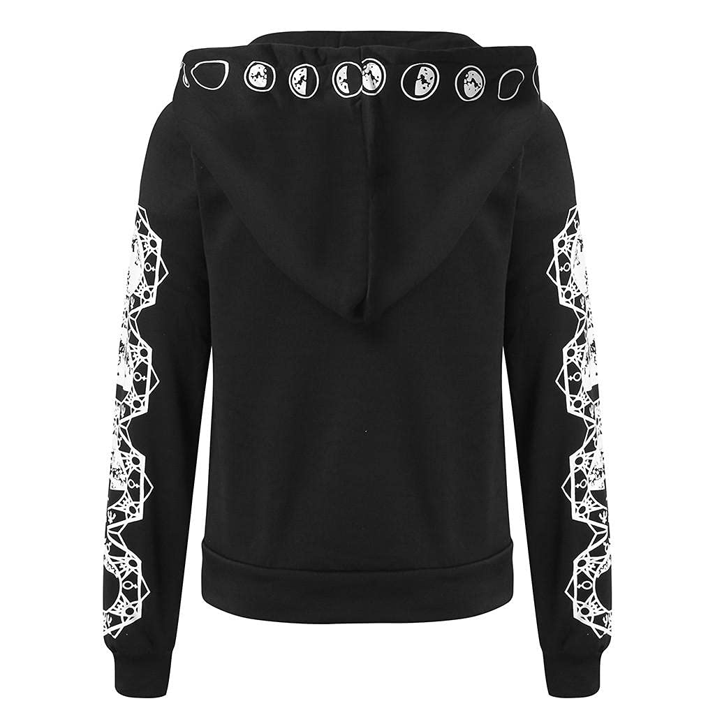 Women Juniors Gothic Punk Rock Long Sleeve Fleece Hoodie Sweatshirt Loose Hooded Pullover Sweaters Tops