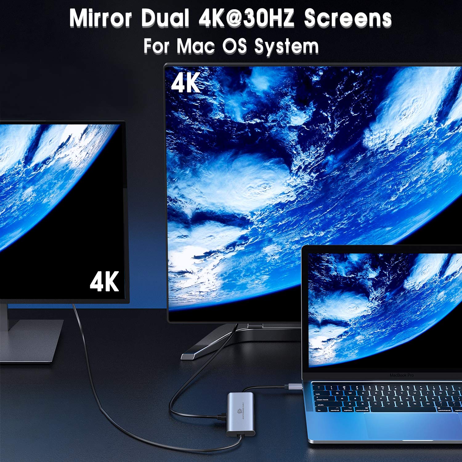 USB C To Dual HDMI Adapter - Dual HD Screen Extend & Mirror Mode - HDMI To USB C Hub with Dual 4K Display & USB 3.0 & 100W PD Compatible with MacBook Pro,Nintendo Switch And More Type C Device JUEYING