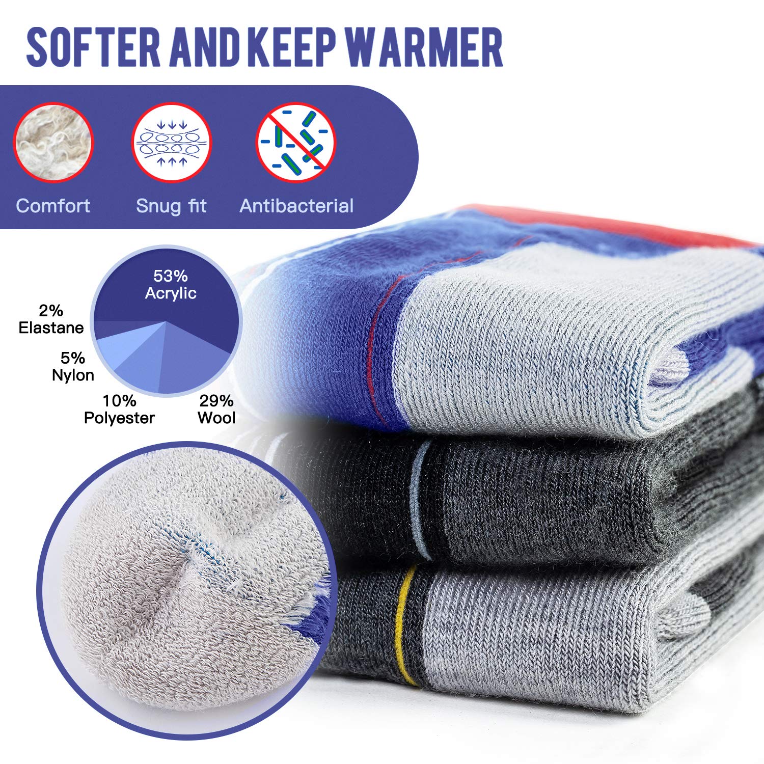 Unigear Ski Socks for Men Women, Merino Wool Warm and Soft Winter Socks for Skiing, Snowboarding Climbing and Cold Weather