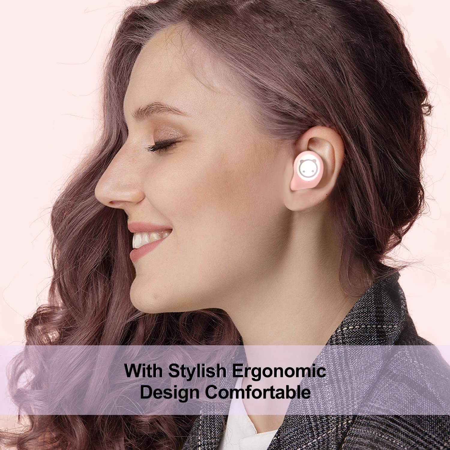 Togetface Bluetooth Kids Earbuds, Pink Wireless Earbuds for Girls and School Classroom Earpods Small Ears Headphone Earphones Airpods in-Ear Headset
