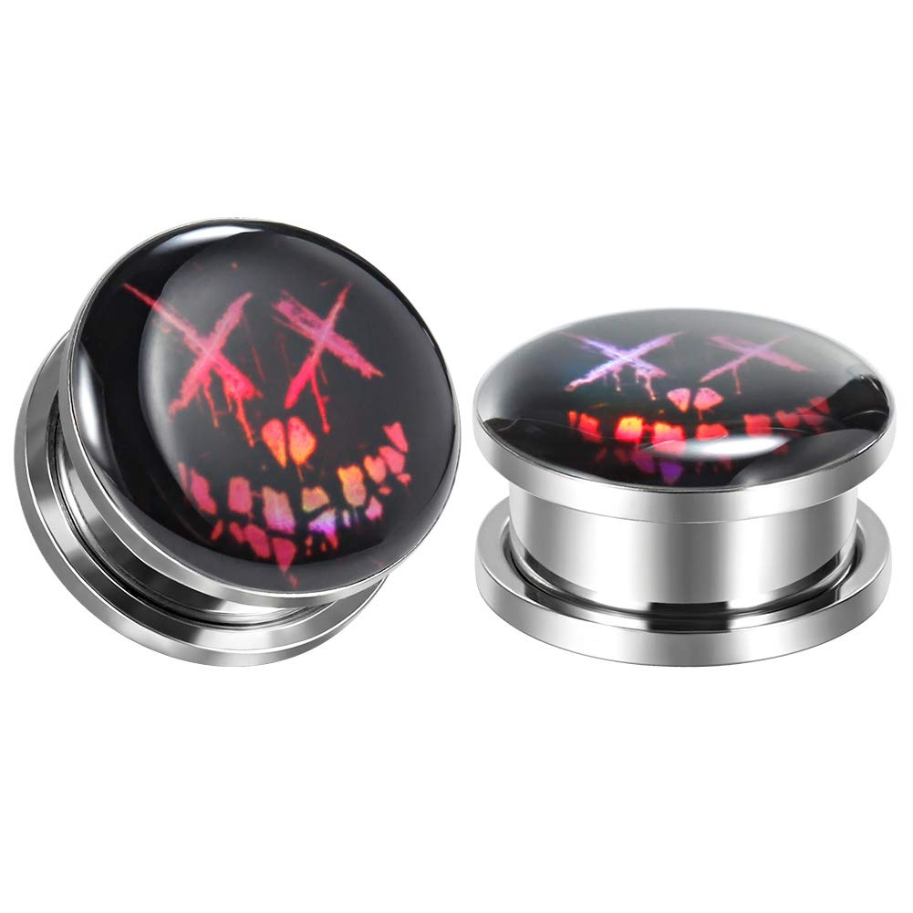 TBOSEN 8 Pcs Stainless Steel Screw Fit Epoxy Ear Plug Flesh Piercing Jewelry Ear Gauges 2g - 1-3/16 inch