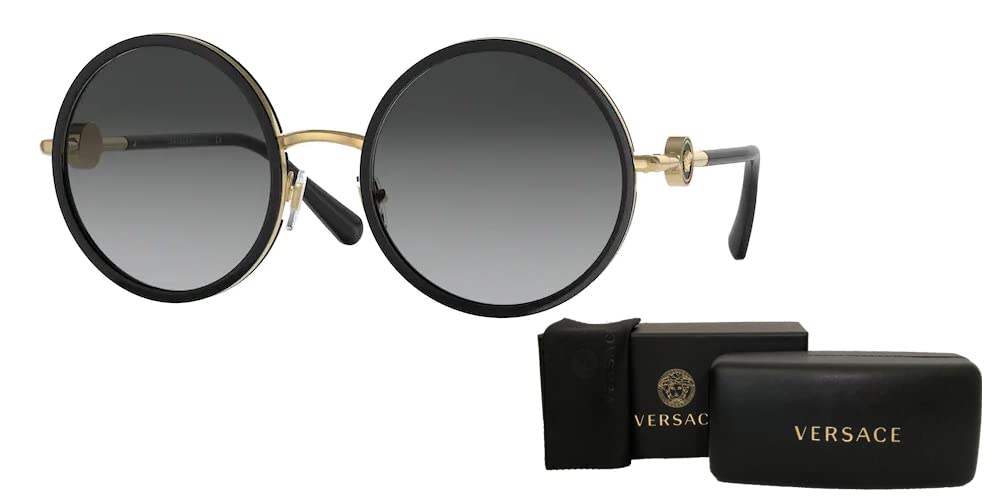 Versace VE2229 100211 56MM Black/Grey Gradient Round Sunglasses for Women + BUNDLE With Designer iWear Eyewear Kit