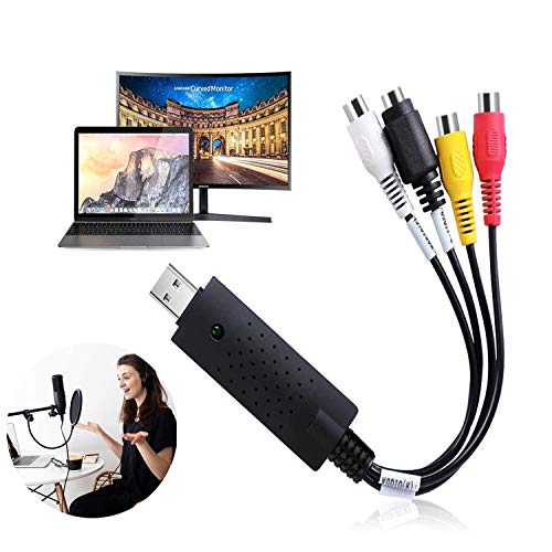 USB 2.0 Audio/Video Converter - Digitize and Edit Video,VHS to Digital Converter,Suit for Analog Source Including VCR, VHS, DVD (Black)