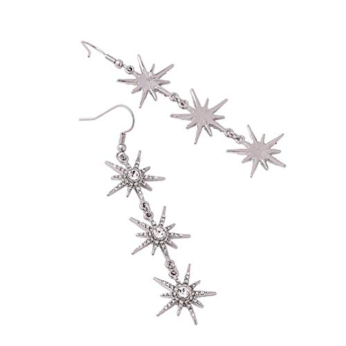 Star Drop Dangle Earrings Crystal Snowflake Earrings for Woman Silver Winter Party Christmas Wedding Women's Jewelry Tengkou (silver-plated-base)