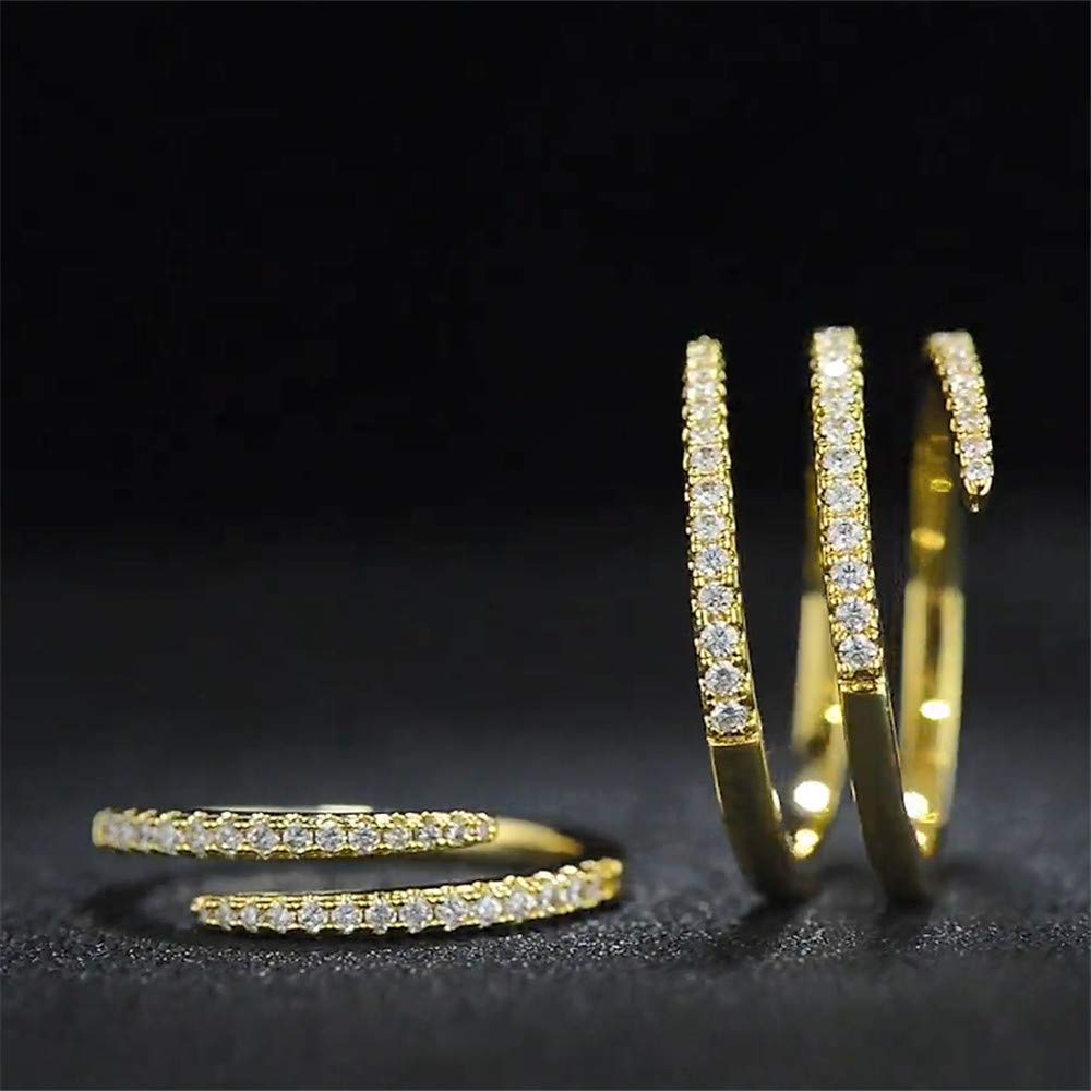 YOGEME Unique Micro Pave Setting Cubic Zirconia Open Twist Eternity Band Pinky Ring for Women R0198 (Yellow,6)