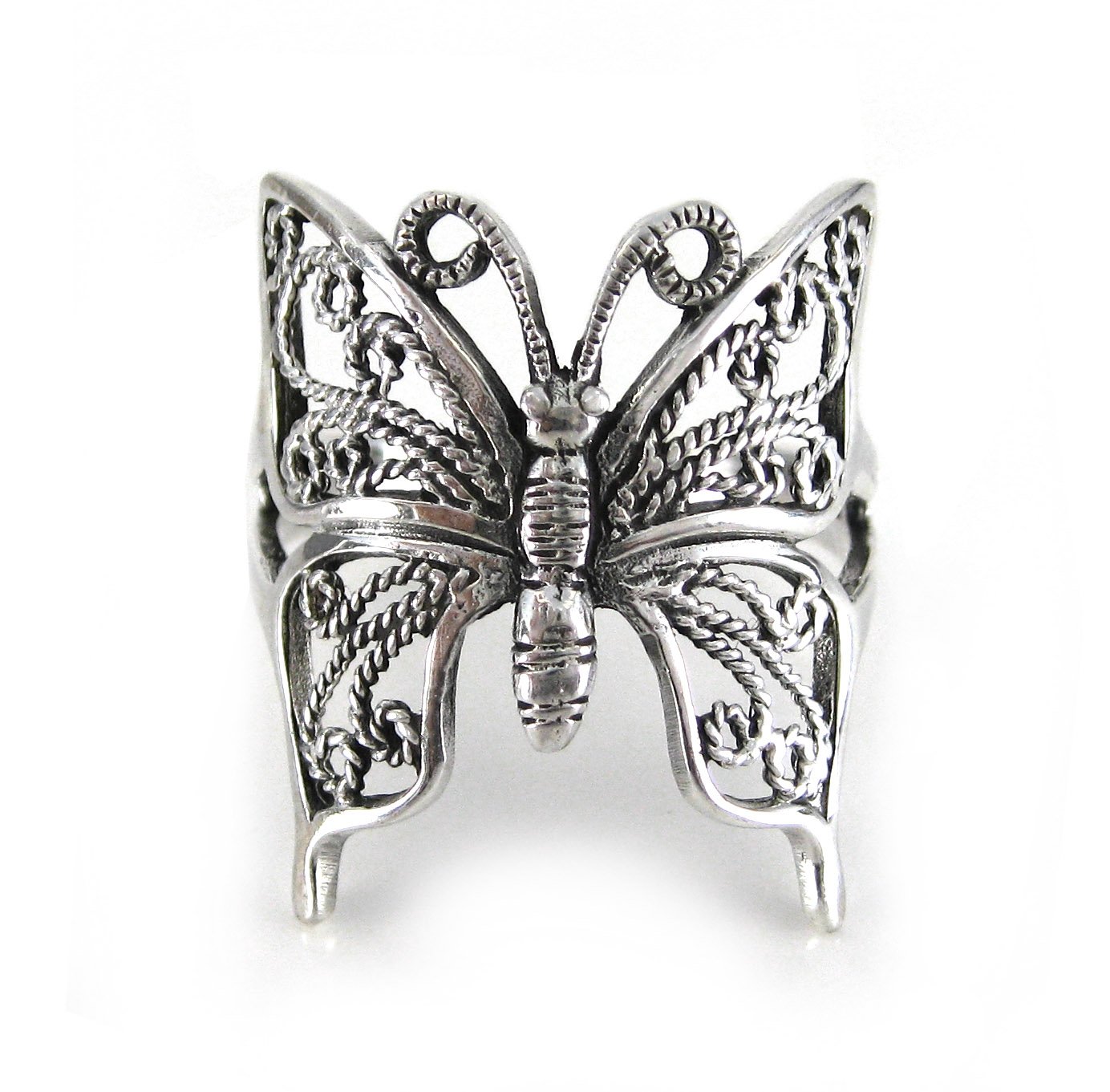 Sterling Silver Filigree Butterfly Ring, Size 6