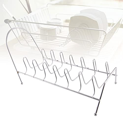 TBMAKE Dish Racks Pan Stainless Steel Pot Lid Plates Kitchen Slots Sink Countertop Holder Dish Rack Bowl Storage Shelf Drying Stand Draining