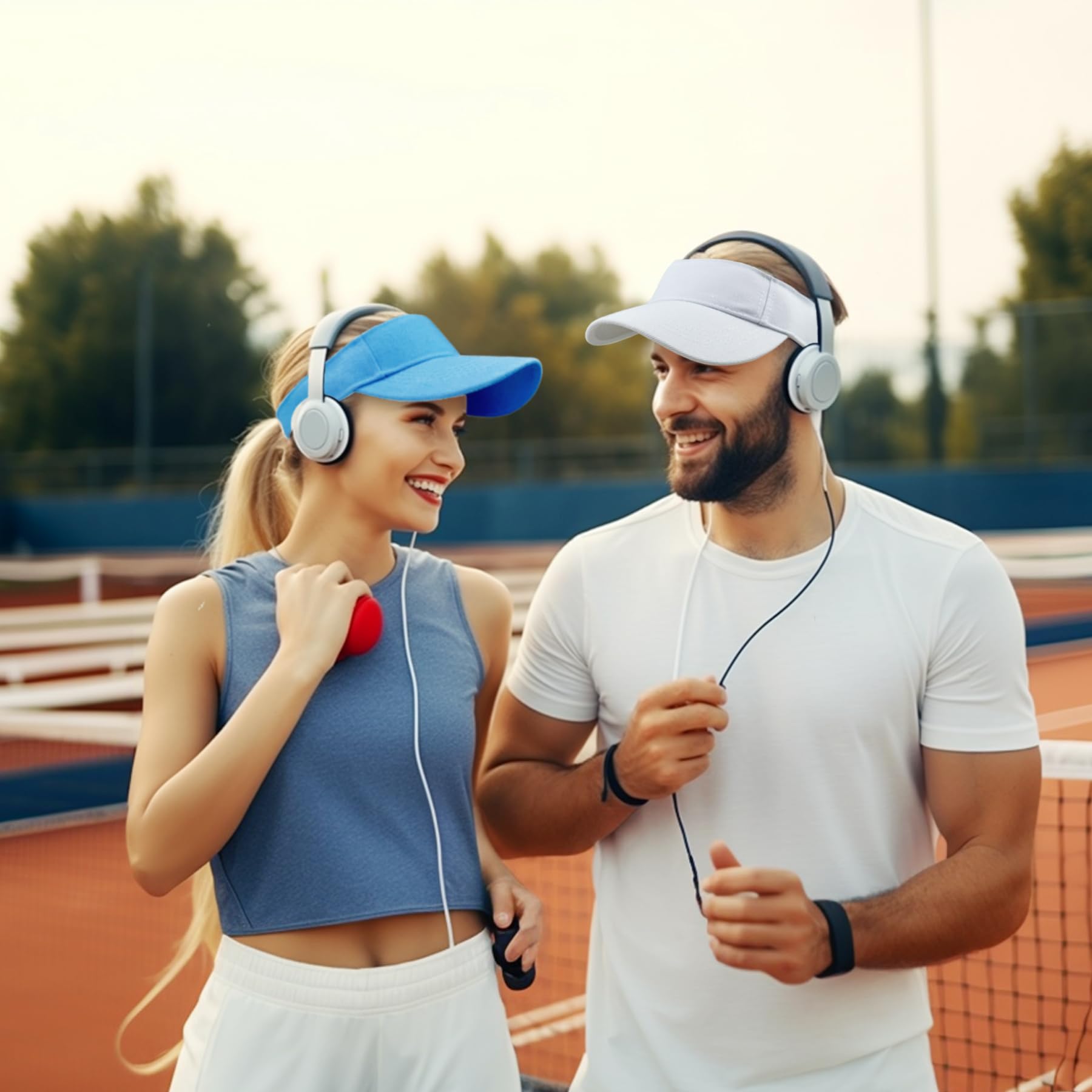 Unisex Sports Sun Visor Hats Open Top Bingo Run Visors Hat for Tennis Golf Travel Summer Beach Pool (Set 2, 5)
