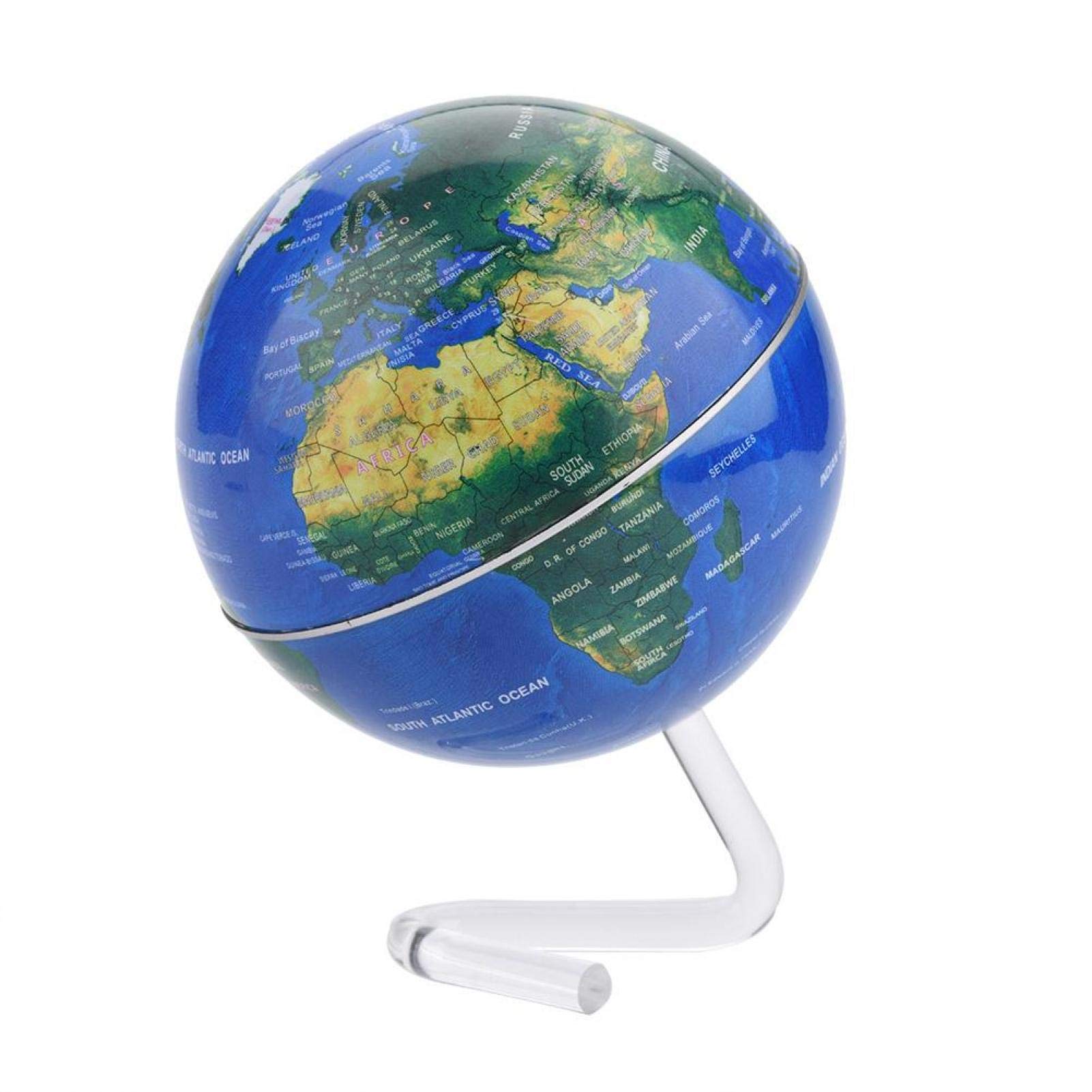 World Globe, Rotating Earth Globe Rotating World Globe, Non- Great Education Tool with Stand Office Decoration for Kids and Adults(English Blue)