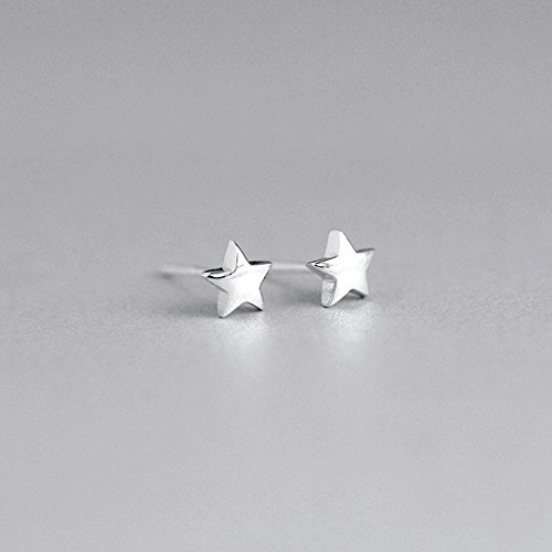 Star Earrings Star stud Earrings 925 Sterling Silver Tiny Star Earrings (Silver-Star)