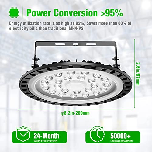 Viugreum 10 Pack 100W UFO LED High Bay Lights, 10000LM 6500K Daylight White Led Bay Light Fixtures, IP65 Waterproof Commercial Warehouse Lighting Workshop Indoor Outdoor Area Light