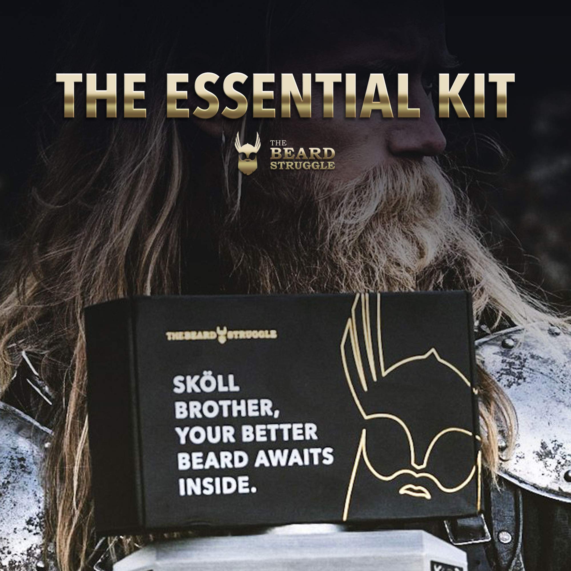 The Beard Struggle Essential Kit - Grooming Care Package for Men - Balm, Oil, Wash, Conditioner - (Silver - Loki Unscented)
