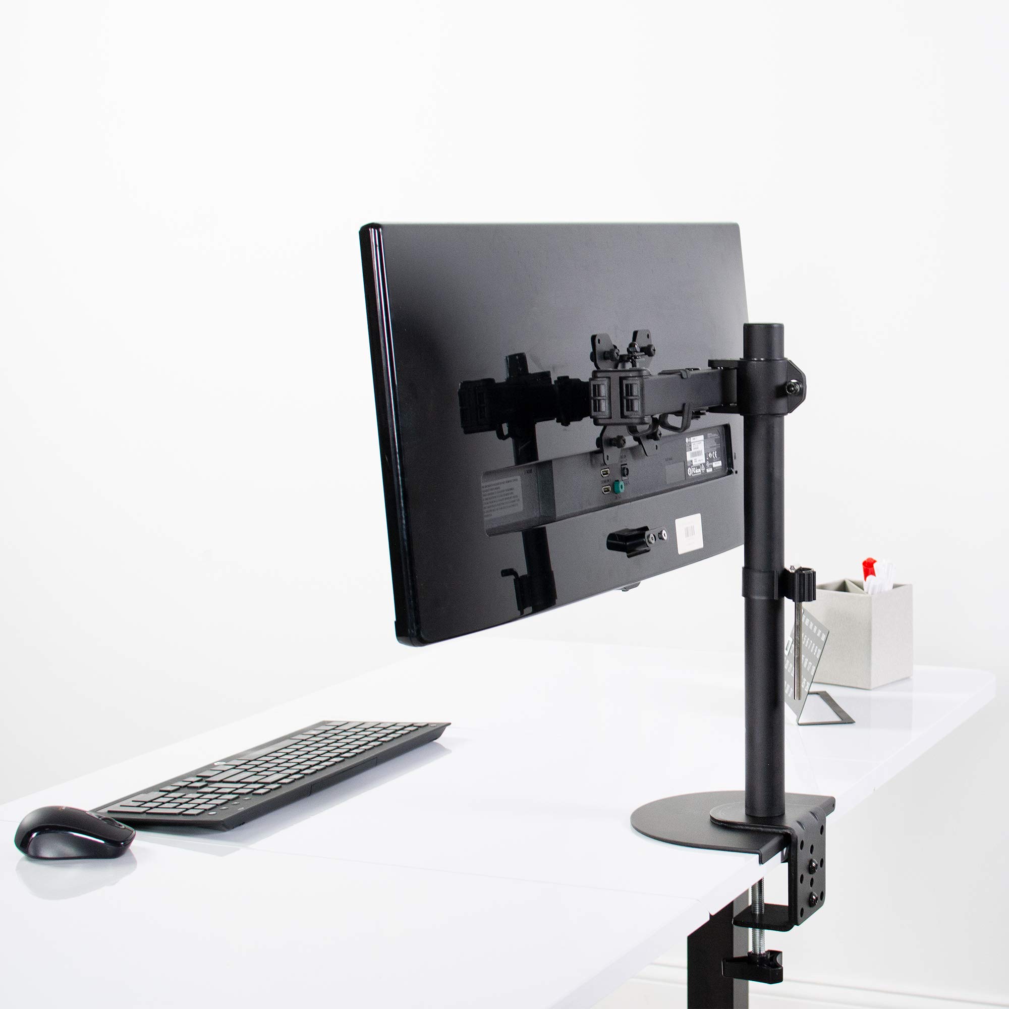 VIVO Steel Reinforcement Bracket Mount Plate for Thin, Glass, and Other Fragile Table Tops, Clamp Compatible with Most Monitor Stand C-Clamp Installations, Black, STAND-AC01R