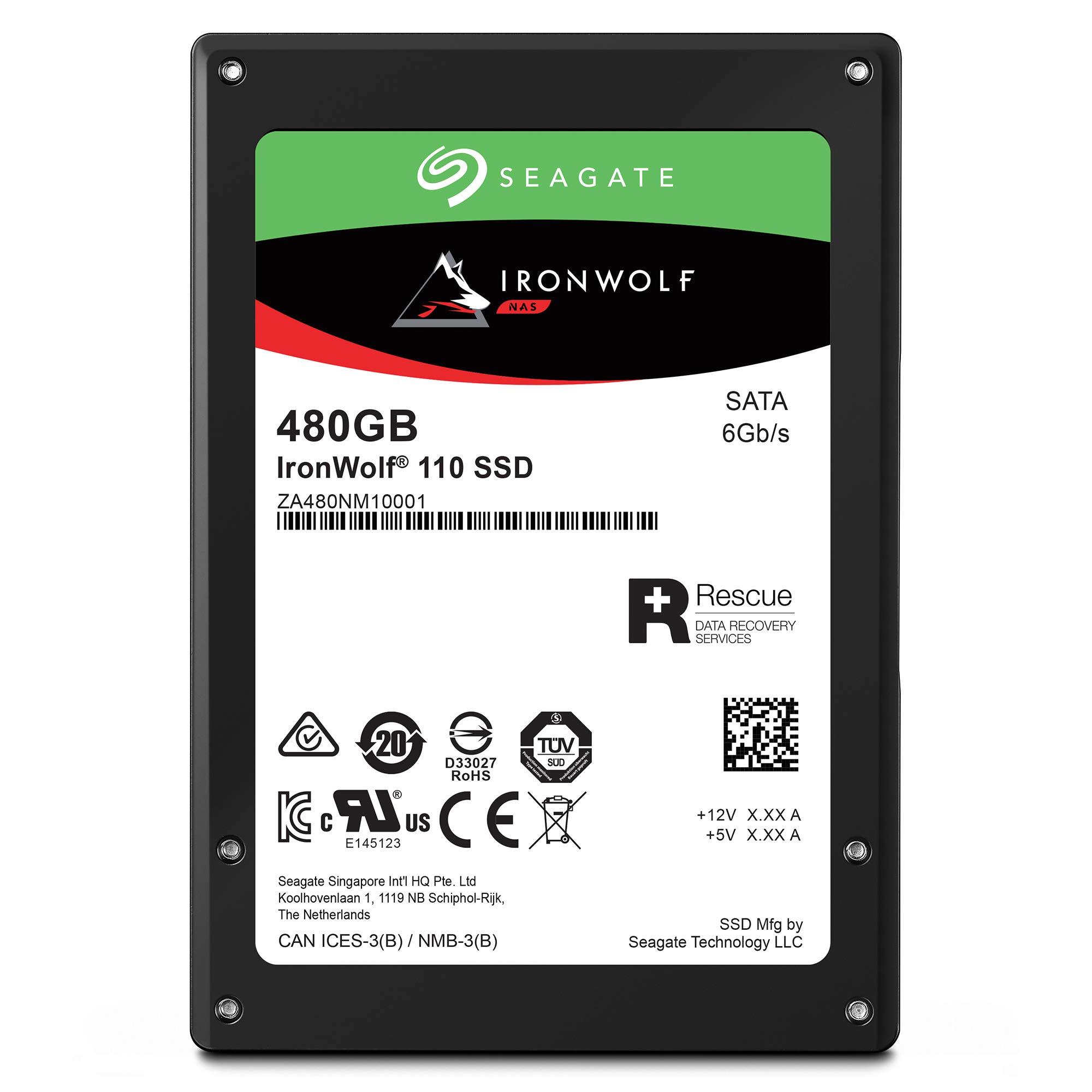 Seagate IronWolf 110 480GB NAS SSD Internal Solid State Drive β 2.5 inch SATA for Multibay RAID System Network Attached Storage, 2 Year Data Recovery (ZA480NM10001)