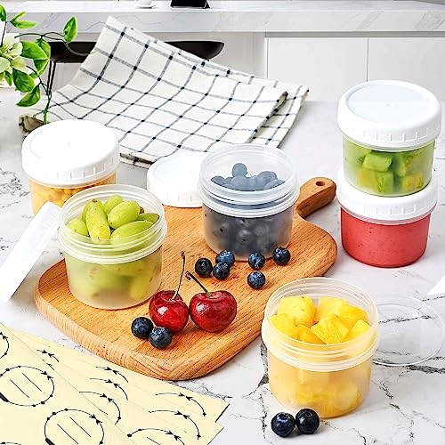 TUZAZO 5 Oz Food Storage Jars with Screw Lids (12-Count) BPA Free Small Plastic Freezer Containers for Sauce, Jam and Puree, Reusable Plastic Ice Cream Containers