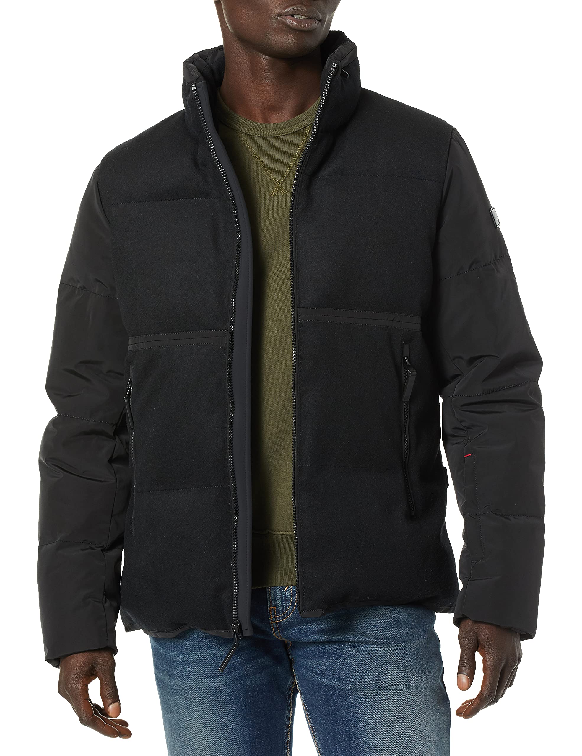 Tumi Men's Wool Down Blocked Puffer, Black, Large