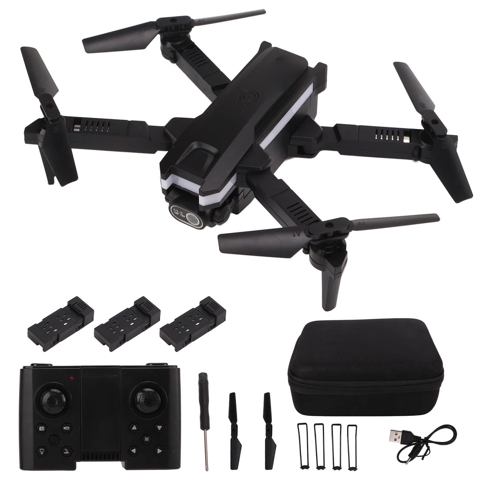 XT8 Mini Drone, Aerial Photography RC FPV Drones 4K Dual Camera Quadcopter Multicolored LED lights Plane Toys WiFi Drone With 3.7V 600mah Battery for Kids Over 14 Years Old(Black Three Battery)