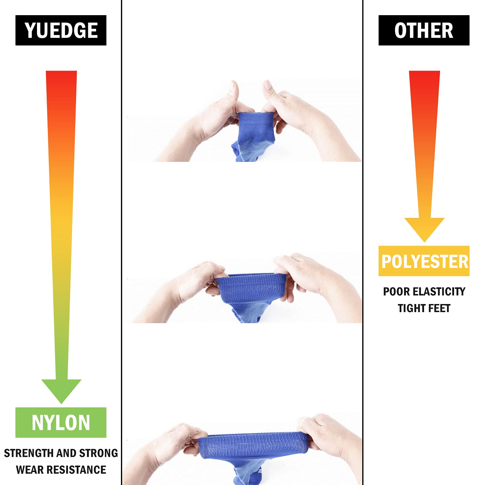 YYUEDGE Men's Walking Hiking Socks Moisture Wicking Cushioned Casual Crew Socks Padded Work Boot Socks for Men Size 6-9, 5 Pairs