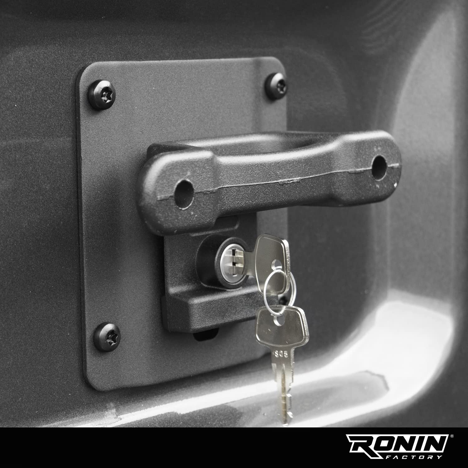 RONIN FACTORY Set of 4 Boxlink Cleats & 4 Tie Down Bracket Plates for Ford F150 F250 Raptor Combo Pack - All Hardware Included - 4 Ratchet Strap Anchor Points
