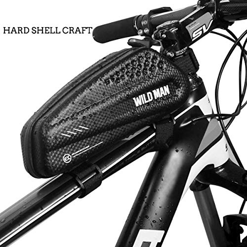 WILD MAN Waterproof Hard Shell Front Frame Bike Bag Large Capacity for Cycling Accessories Storage Suit for Road Mountain Cycling