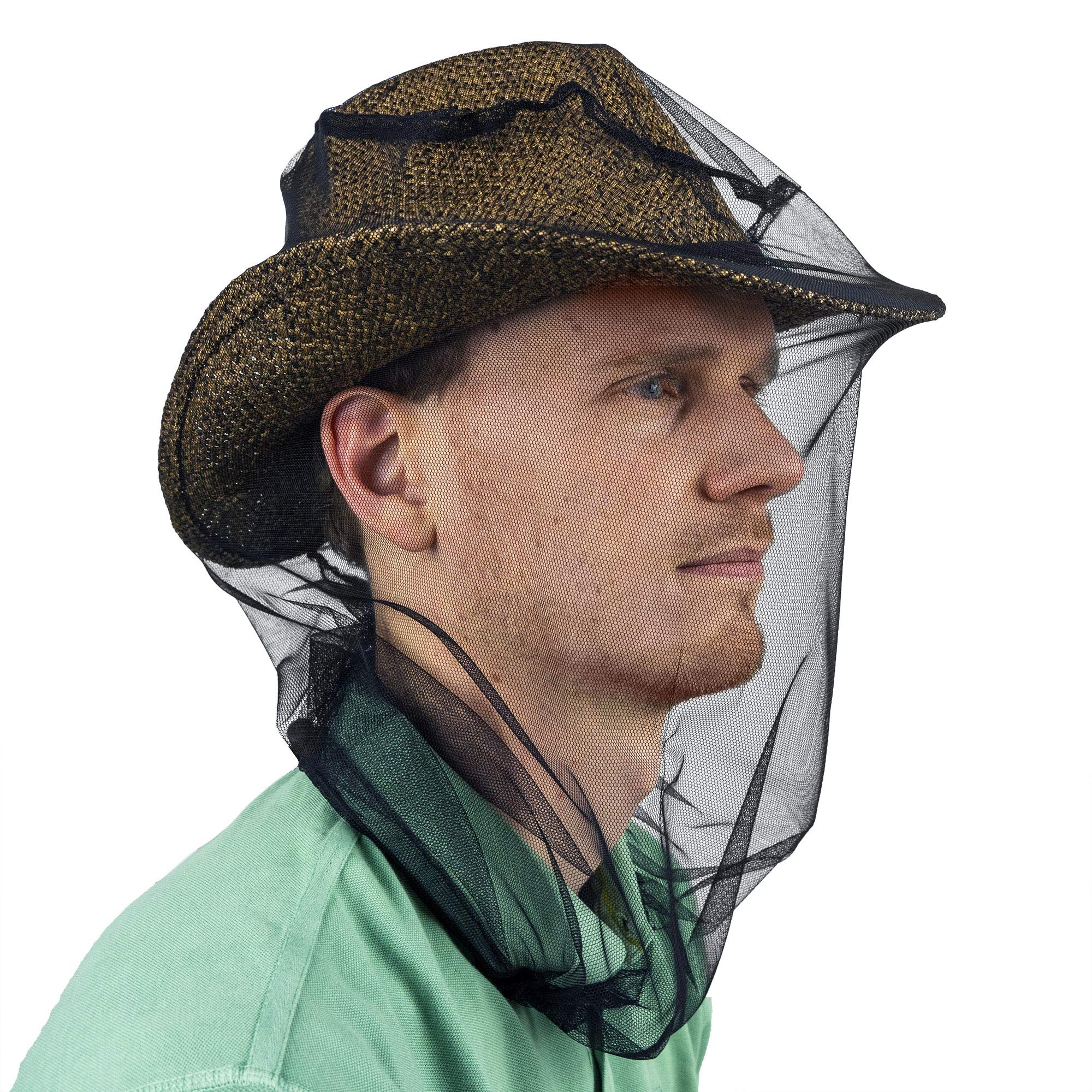 Universal Backpackers Mosquito Head Net for Insect, Fly & Bug Protection - Quality Mesh Netting for Travel, Camping, Gardening, Safari & Fishing - Fits All Type of Hats for Men & Women