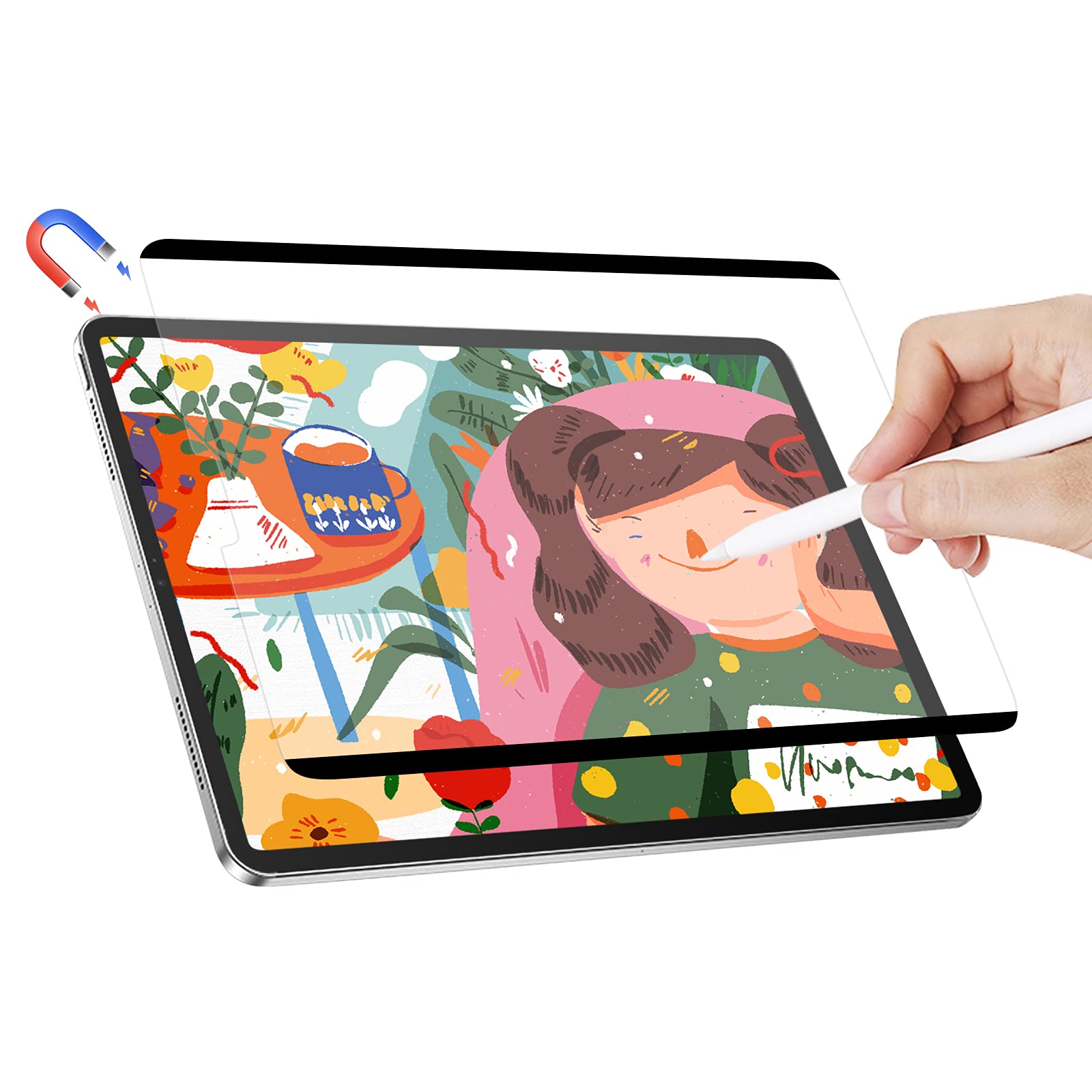 Magnetic Paper Feels Texture Screen Protector for iPad Pro 11 inch (2021 &2020 &2018) All Model/iPad Air 4(10.9 inch 2020), Removable Easy On/Off Matte Screen Film for iPad Pro 11 inch M1 2021