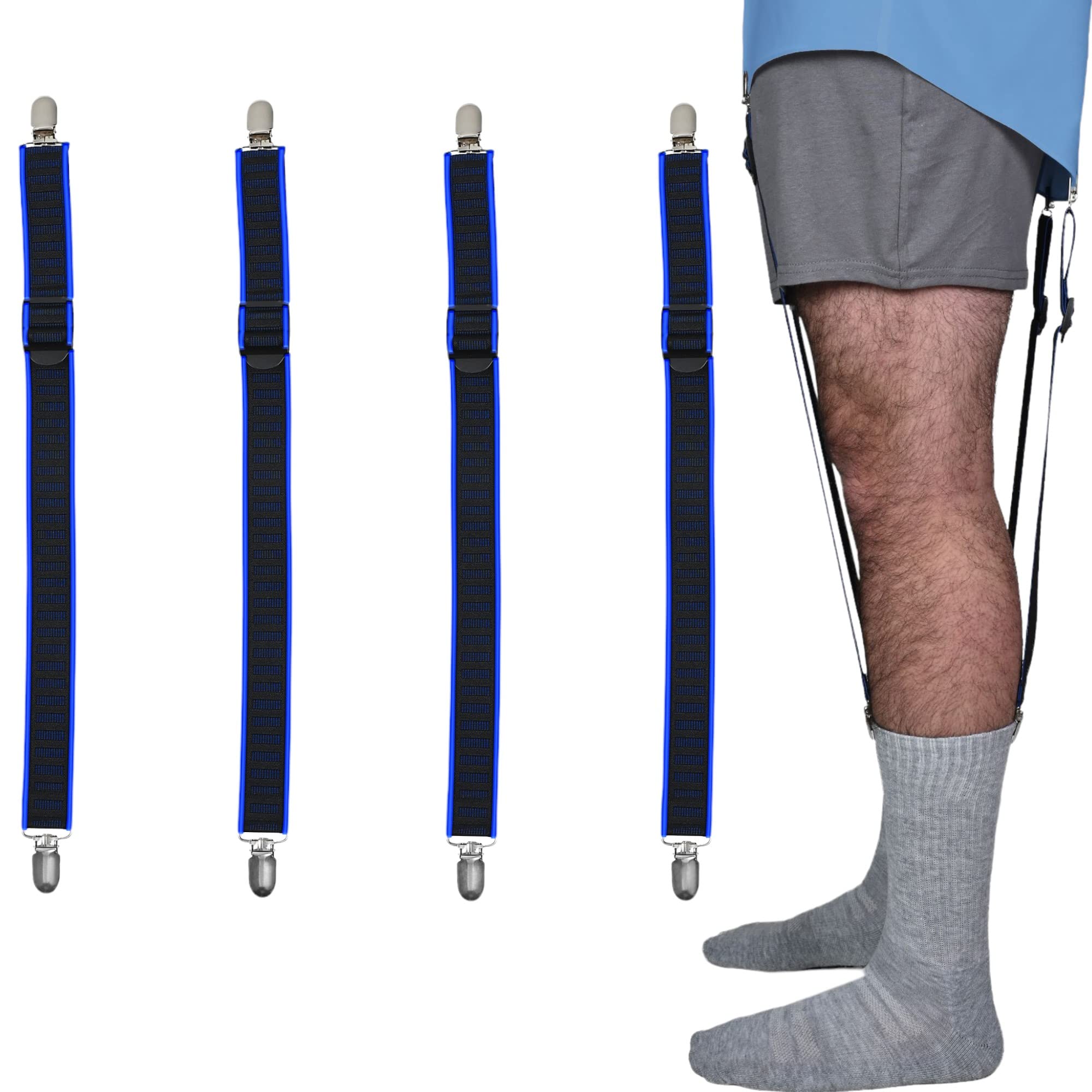 World's Best Shirt Stays for Men Police and Military-Heavy Duty-Made in USA (Original Style)(Back the Blue LEO Edition) 1 Pair of Shirt Keepers/Garter