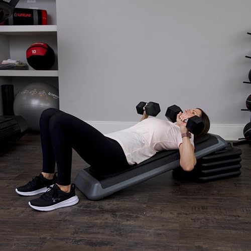 The Step (Made in USA Original Aerobic Platform for Total Body Fitness β Health Club 4 Risers Grey