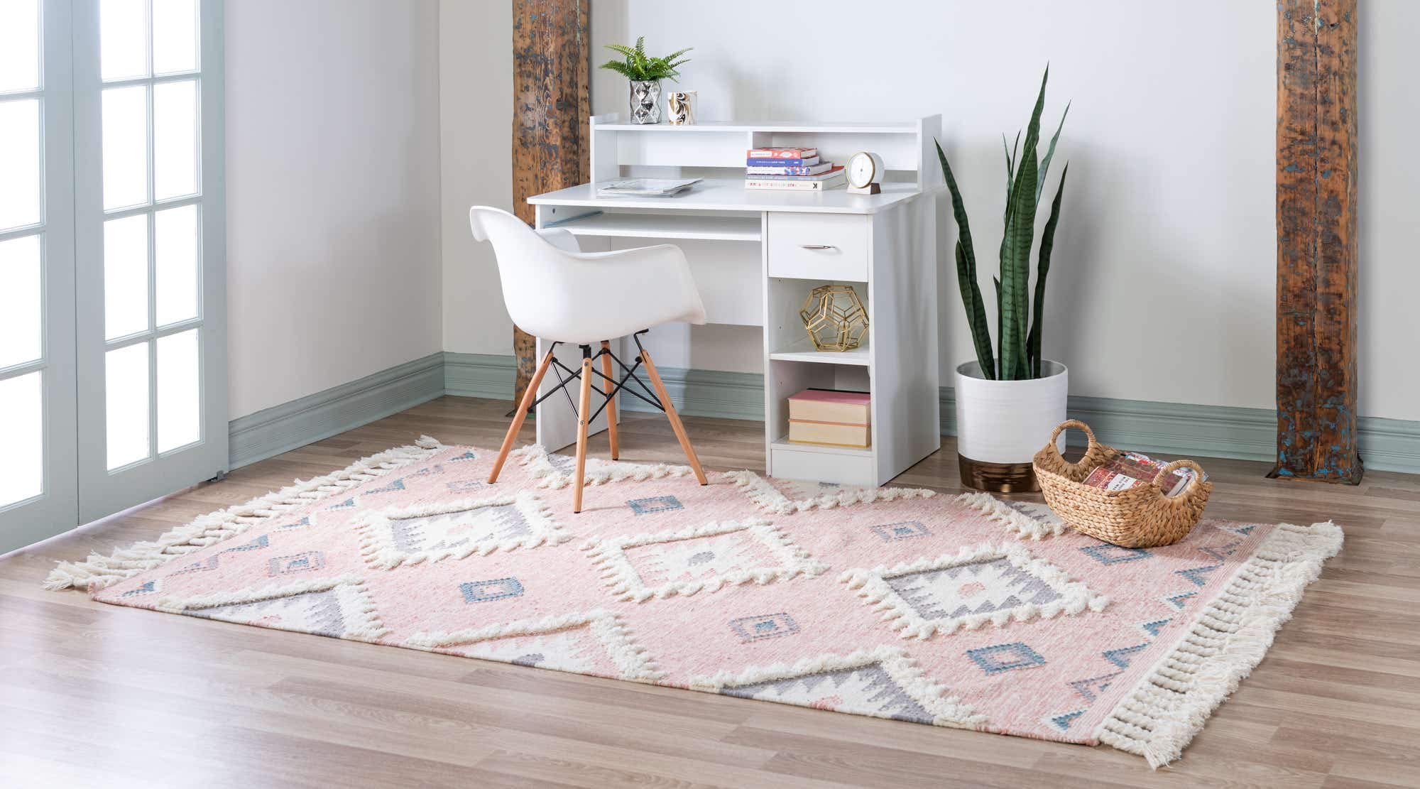 Unique Loom Mesa Collection Area Rug - Papago (8' x 11' Rectangle, Pink/ Cream)