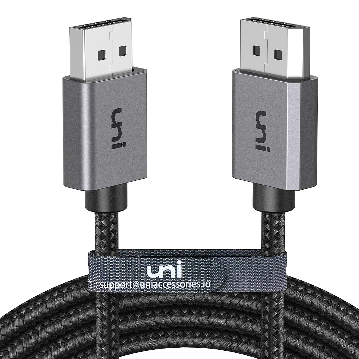 uni 4K 60Hz Displayport Cable 3.3 ft [2K@165Hz / 144Hz], Sturdy Nylon Braided DP 1.2 Cable (20 Pin Inactive), Dislay Port Cable, for Graphics Cards, Gaming Monitors, Computers - Grey