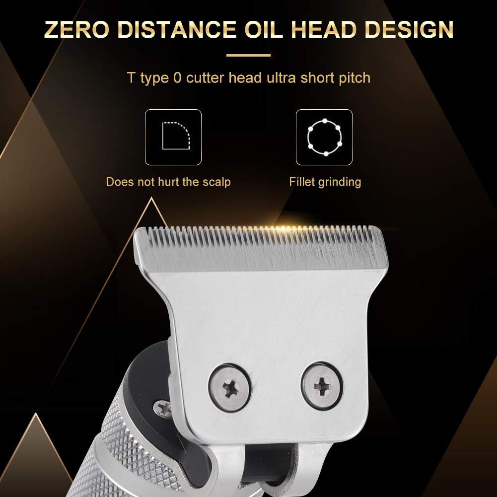 SURKER Electric Pro Li Clippers Barber Accessories Grooming Waterproof Rechargeable Cordless Close Cutting T-Blade Trimmer Hair Clippers for Men(Silver)