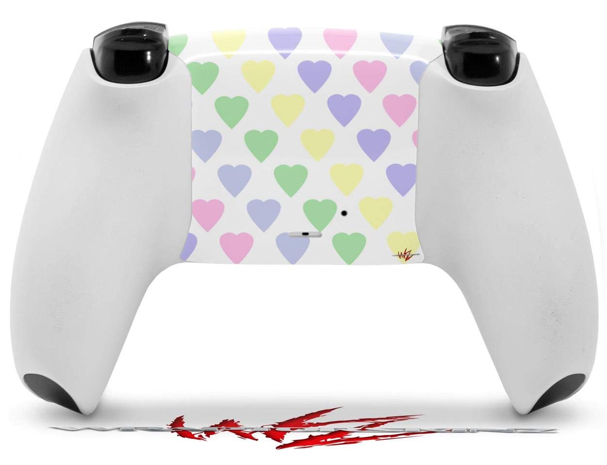 WraptorSkinz Skin Wrap compatible with Sony PS5 DualSense Controller Pastel Hearts on White (CONTROLLER NOT INCLUDED)