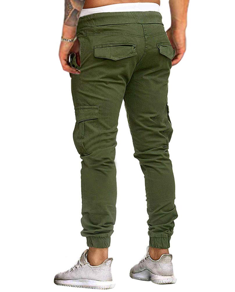 Uni Clau Mens Fashion Cargo Pants Athletic Joggers Pants Chino Trousers Sweatpants Black