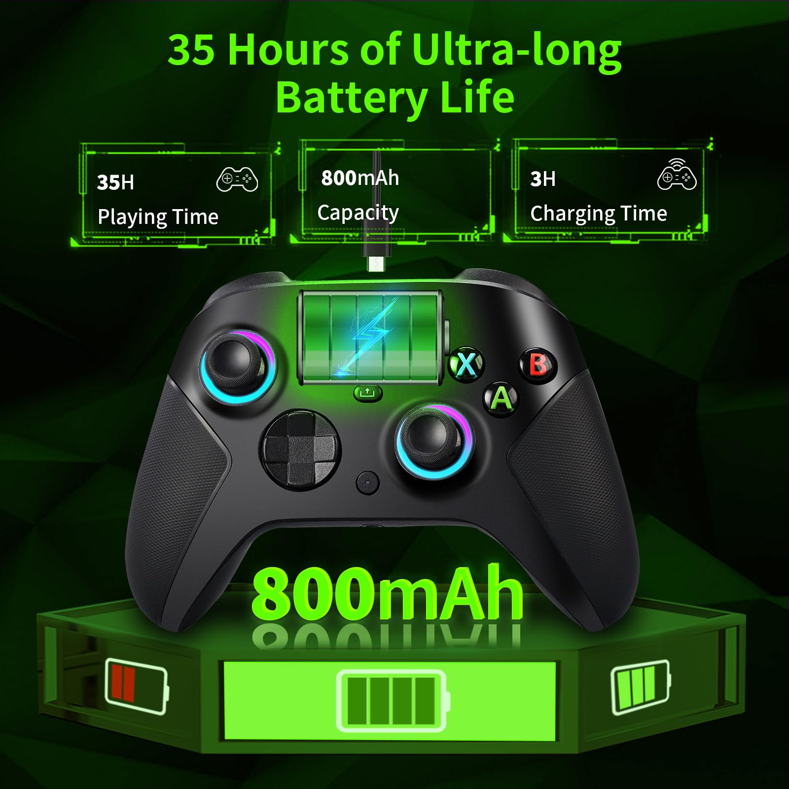 TECTINTER 2.4GHZ Wireless Controller for Xbox One Controller Compatible with Xbox One S/X/Elite, PS3, Windows 7/8/10 with Built-in Dual Vibration (Without Phone Clip)