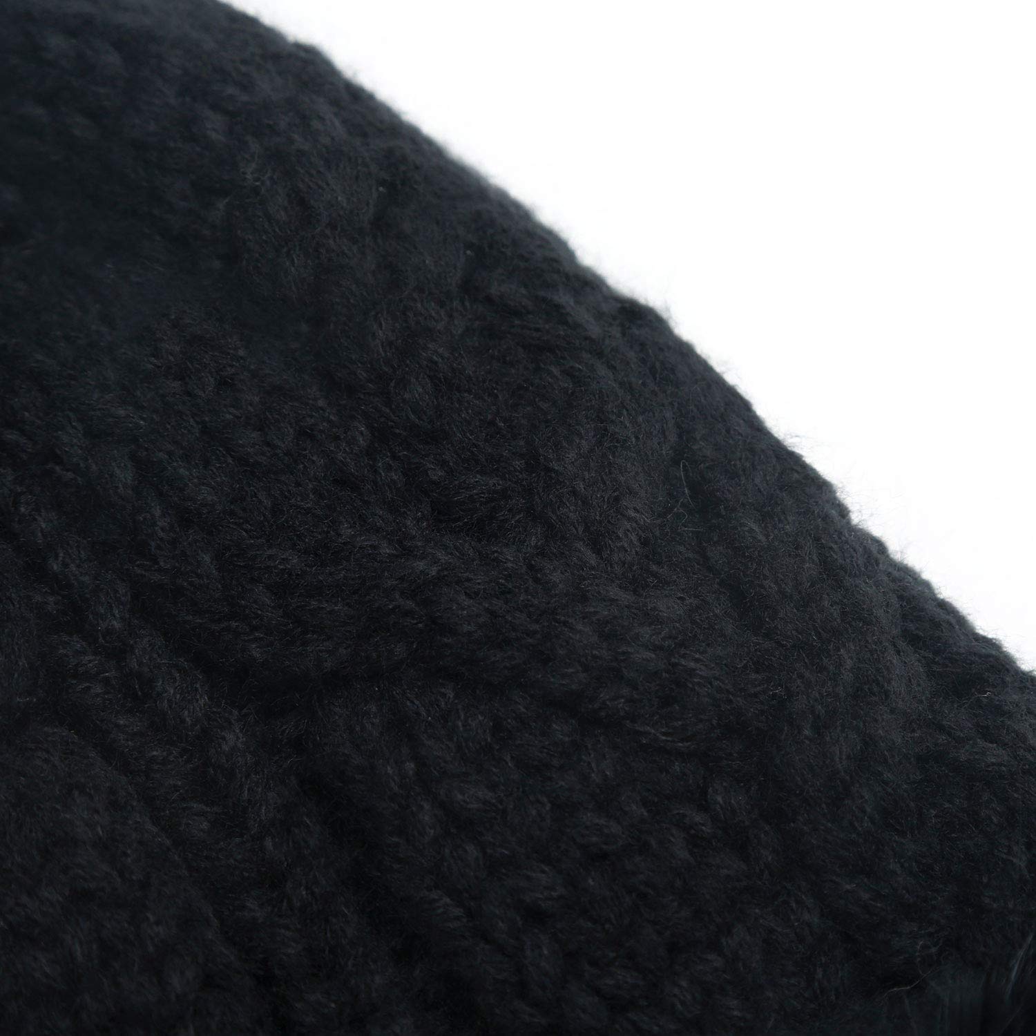 Zecmos Winter Skull Beanie Hat Women Faux Fur Knit Warm Soft Ski Cap Fleece Ear Flaps Black