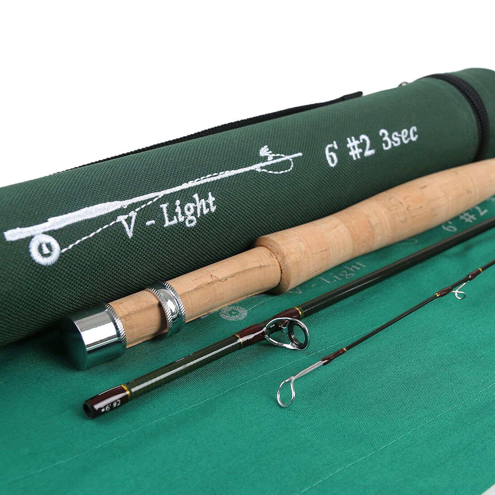Unifishing-Fly-Rod-V-Light Series 1/2/3wt 6'/6'6"/7'/7'6"ft-Fly-Fishing-Rod-Small-Streamer (2wt 6ft 3piece)