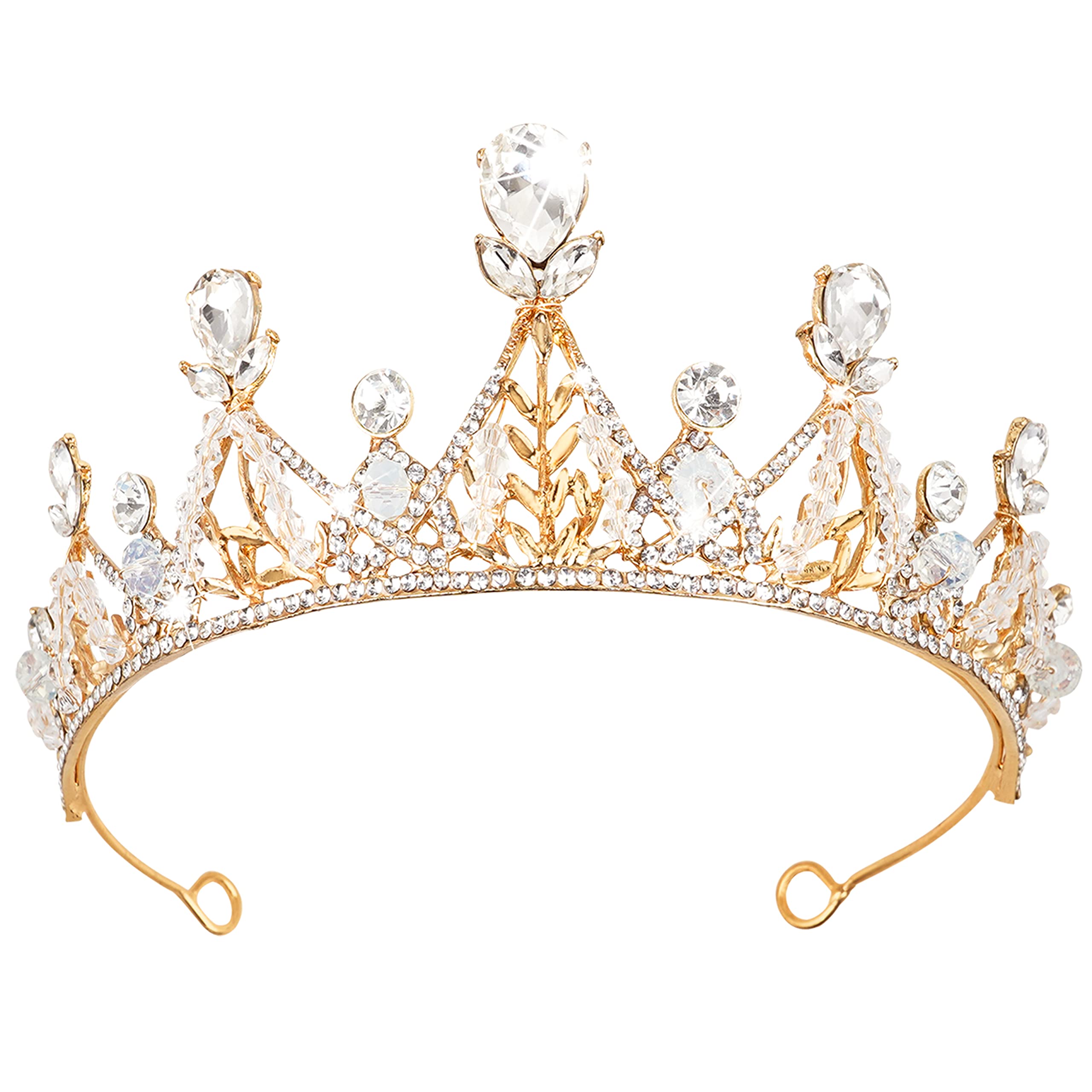 TOCESS Princess Crown and Tiara for Women Princess Gold Tiara Queen Costume Crystal Rhinestone Crown for Bride Bridal Girl Ladies Wedding Prom Birthday Festival Party, Ideal Gift for Women (Gold)