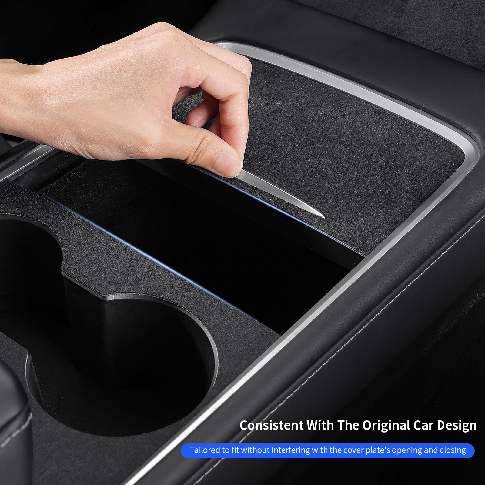 ushilife Armrest Cover Center Console Armrest Box Case Protector Lid Pad + Center Console Wrap Kit for Tesla Model 3 Model Y 2017-2020 Alcantara Suede Fabric Interior Decoration