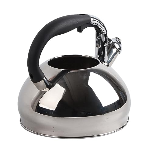 Whistling Tea Kettle Large Capacity 304 Stainless Steel with Fast Heating and Ergonomic Handle for Home Office (2.3L)