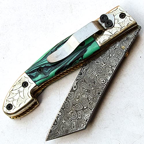 PAL 2000 KNIVES POC-9777 Folding Knife Handmade Damascus Steel Pocket Knife Resin Handle